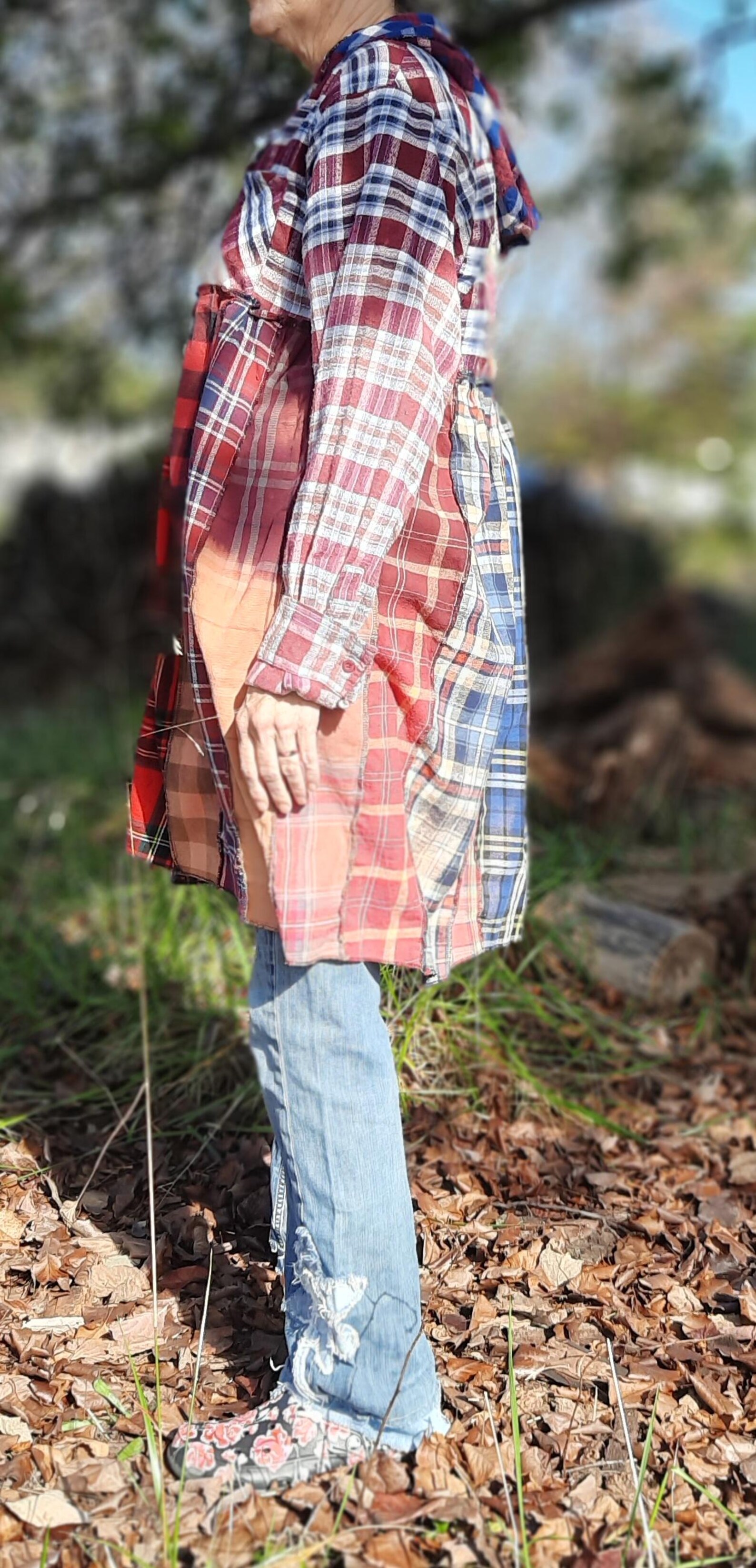 Upcycled Bleached Long Flannel Duster Peace Sign Size XL By: Bird - Etsy