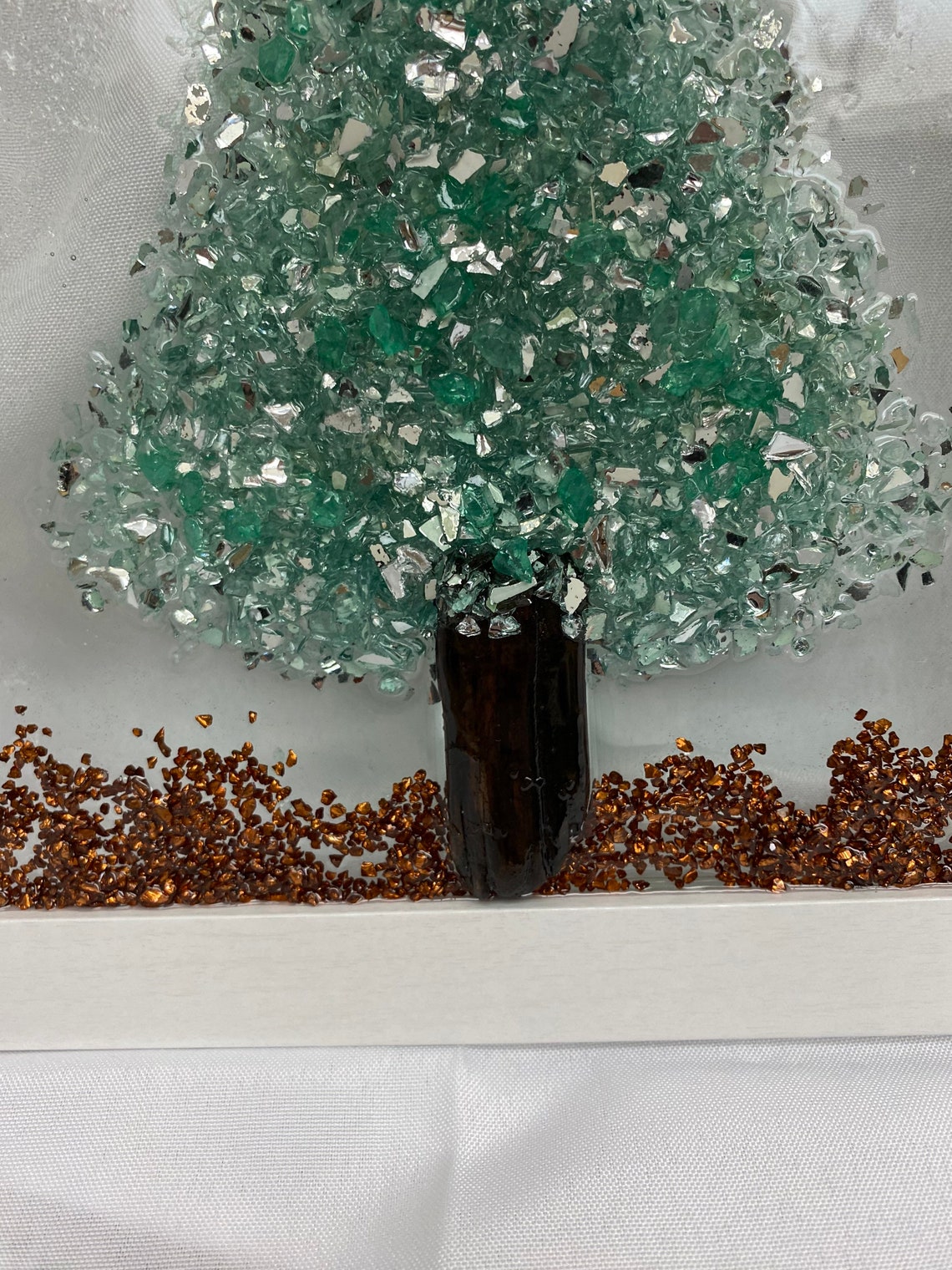 Crushed Green Glass Christmas Tree Wall Window Hanging With Star ...