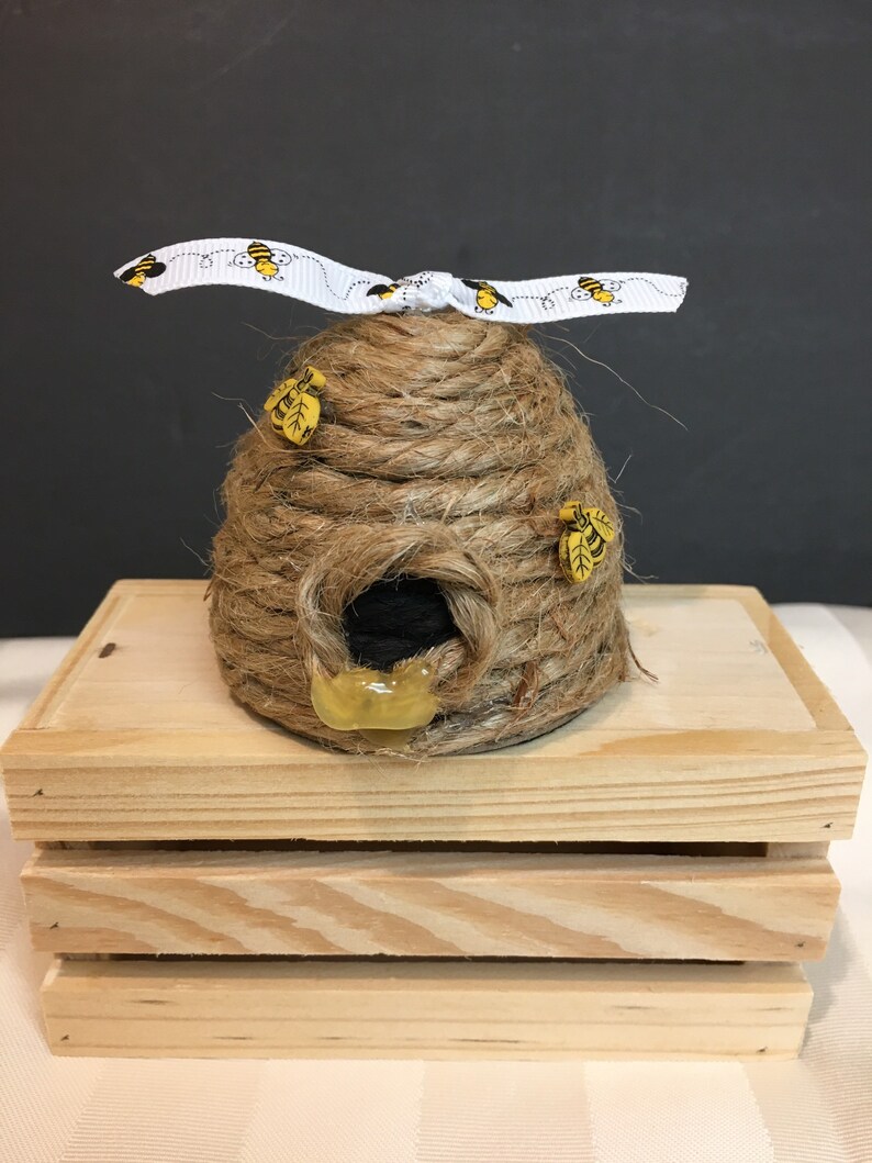 Miniature Bee Skep Beehive With Bees and Honey Tiered Tray - Etsy