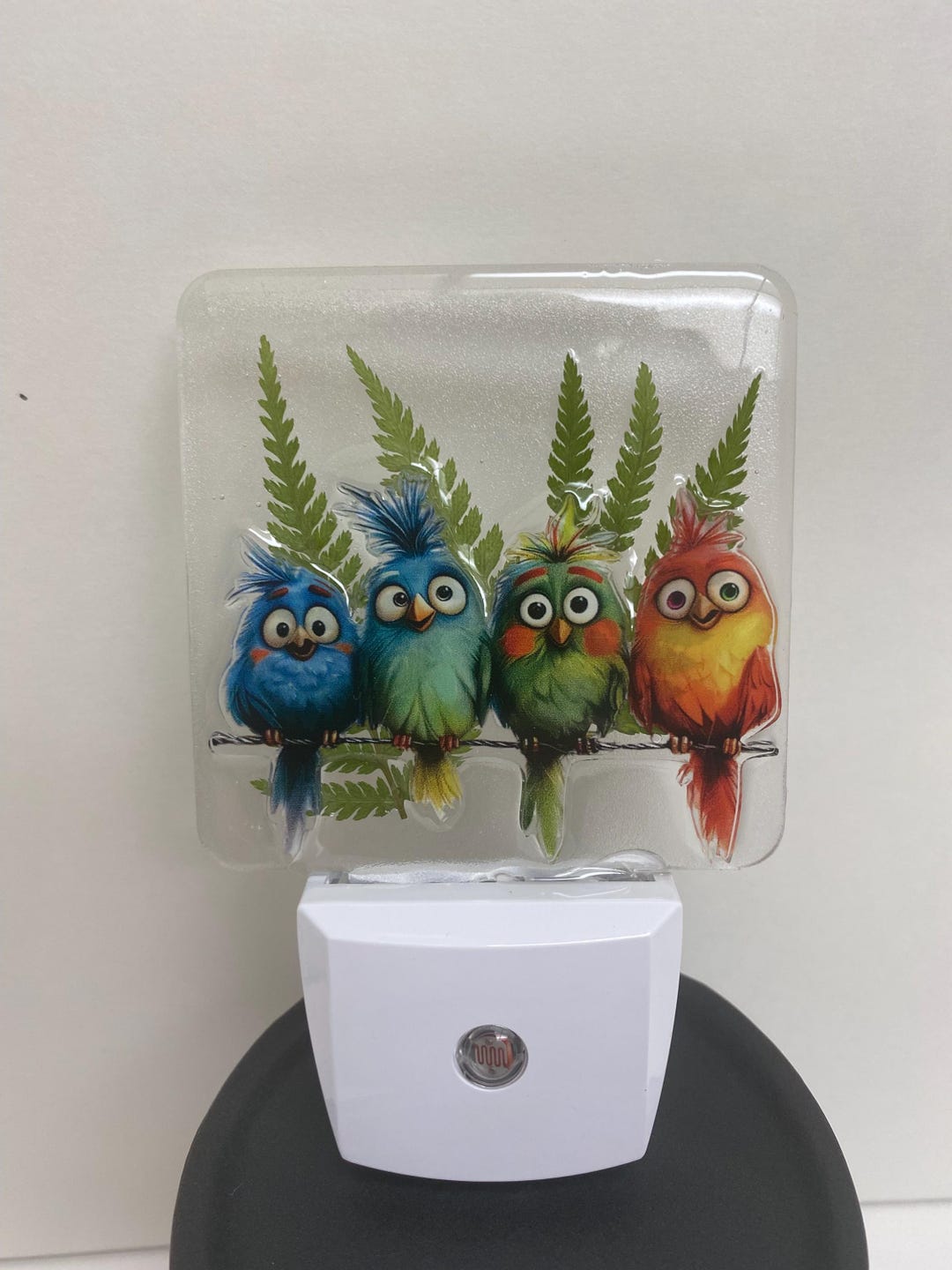 Cute Colorful Birds Night Light With Ferns - Etsy