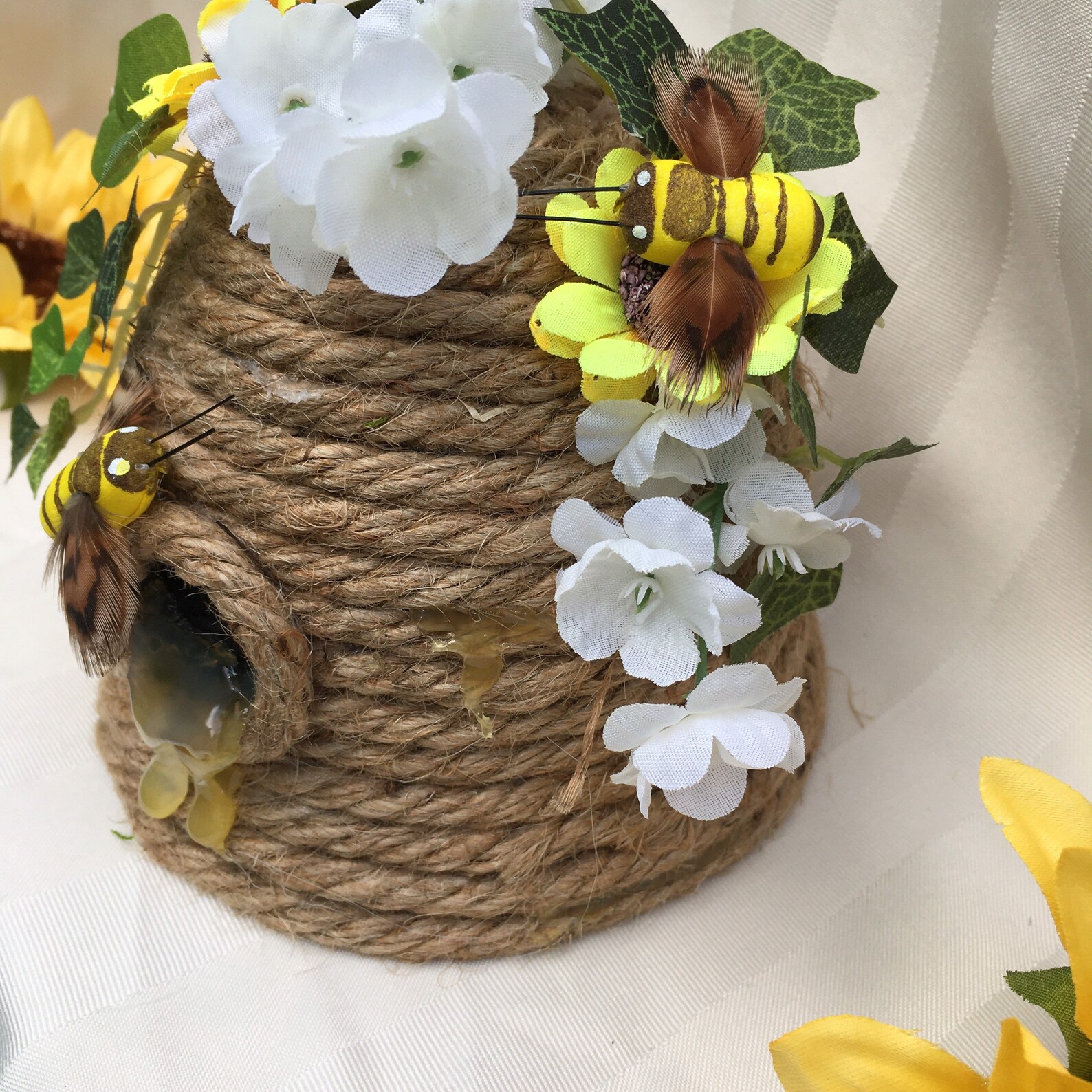 Bee Skep Beehive With Sunflowers and Honey Medium Size - Etsy