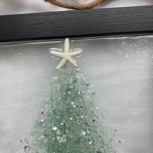 Crushed Green Glass Christmas Tree Wall Window Hanging With Starfish ...