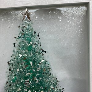 Crushed Green Glass Christmas Tree Wall Window Hanging With Star ...