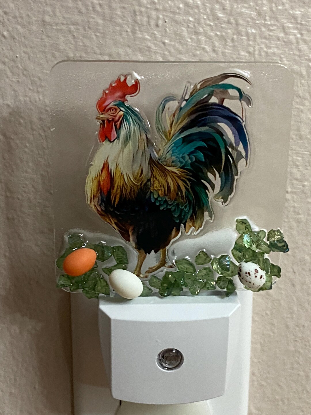 Colorful Farmhouse Rooster Night Light Nightlight With Eggs - Etsy