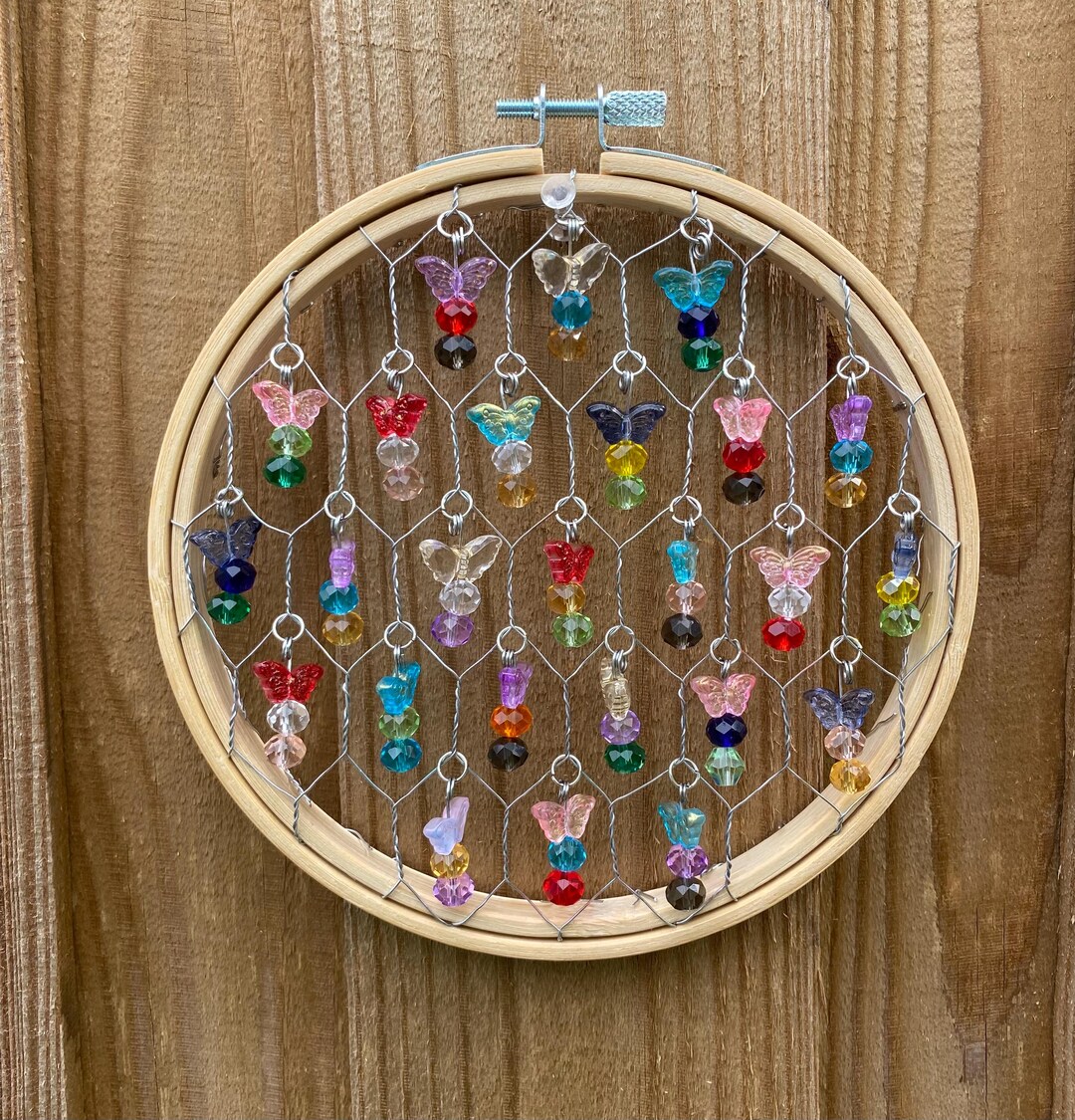 6” Chicken Wire Glass Beaded Butterfly Suncatcher - Etsy
