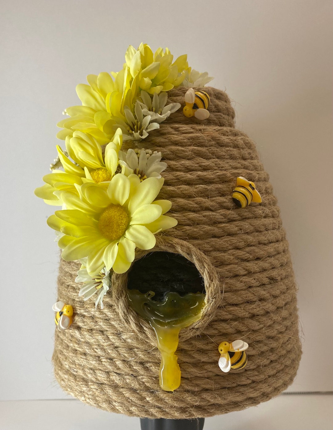 Bee Skep Beehive With Yellow and White Flowers, Bees and Honey. B Day ...