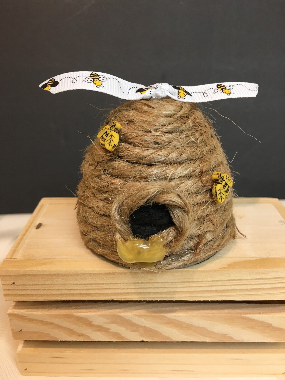 Miniature Bee Skep Beehive With Bees and Honey Tiered Tray - Etsy
