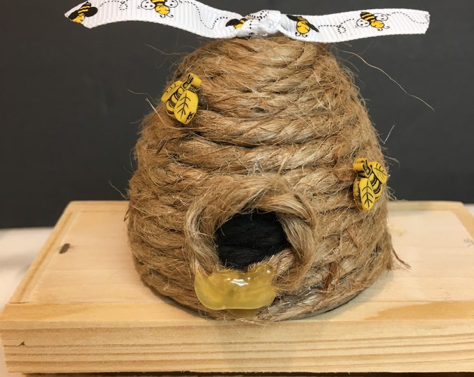 Miniature Bee Skep Beehive With Bees and Honey Tiered Tray - Etsy