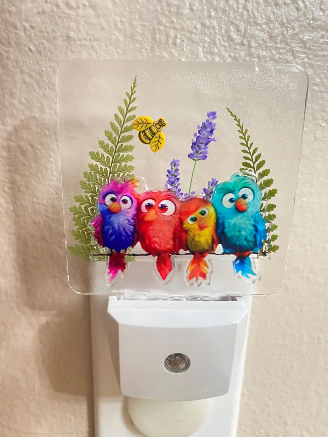 Colorful Acrylic Birds Night Light With Lavender - Etsy