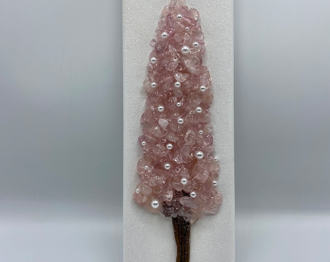 Crushed Glass Christmas Tree Pink With White Ornaments. - Etsy