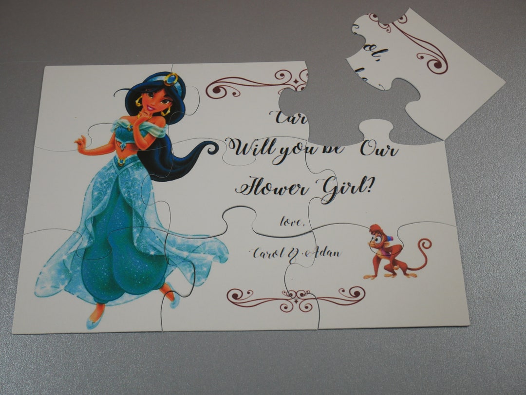 Puzzle Princess Card, Princess Proposal Card, Flower Girl Puzzle ...