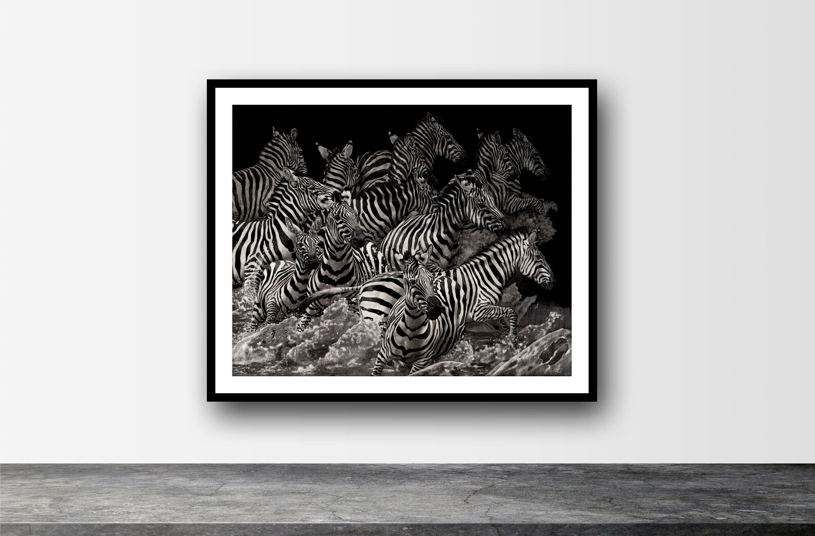 Zebra Herd Art Print Scratchboard Fine Art Print Black and White ...