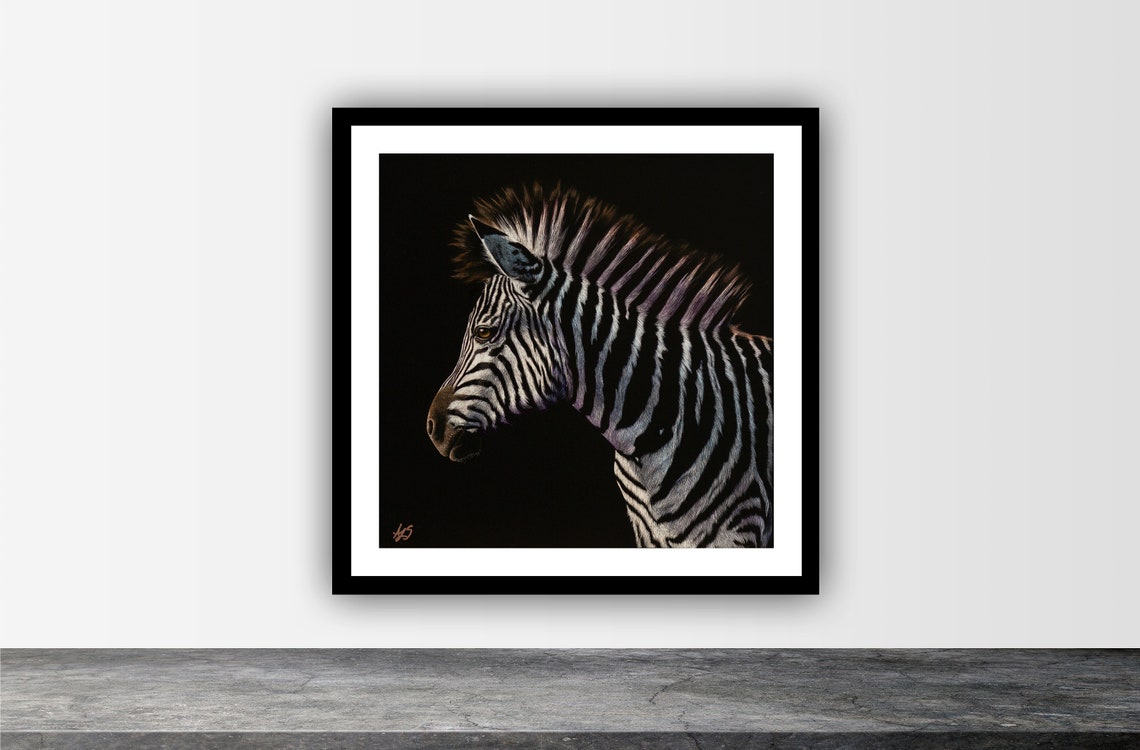 Colorful Zebra Art Print Scratchboard Fine Art Print | Etsy
