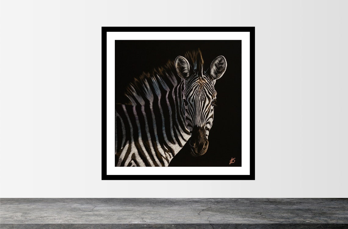Zebra Art Print | Scratchboard Fine Art Print | Wildlife Decor - Etsy