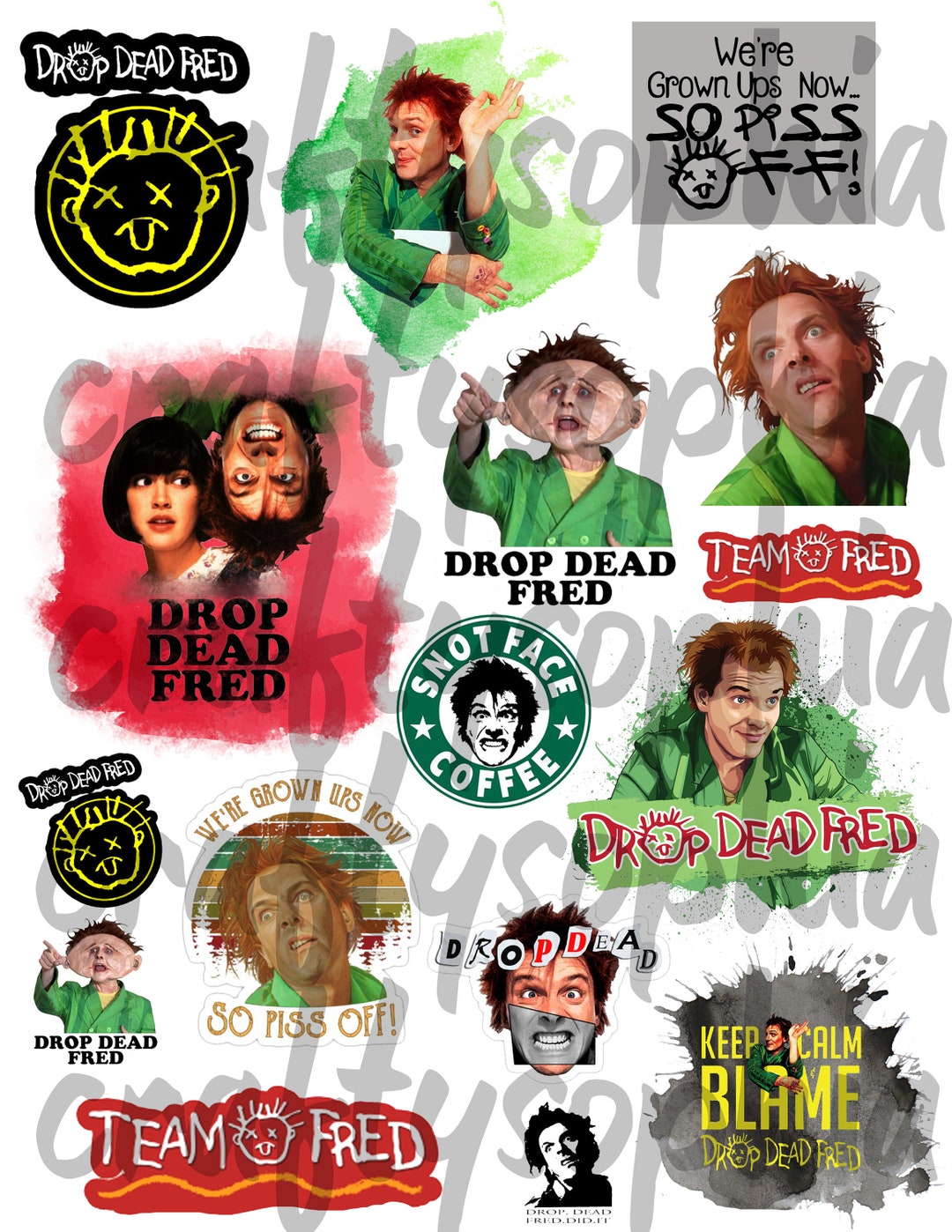 Digital File Drop Dead Fred Decals Waterslides Png Images for Epoxy ...