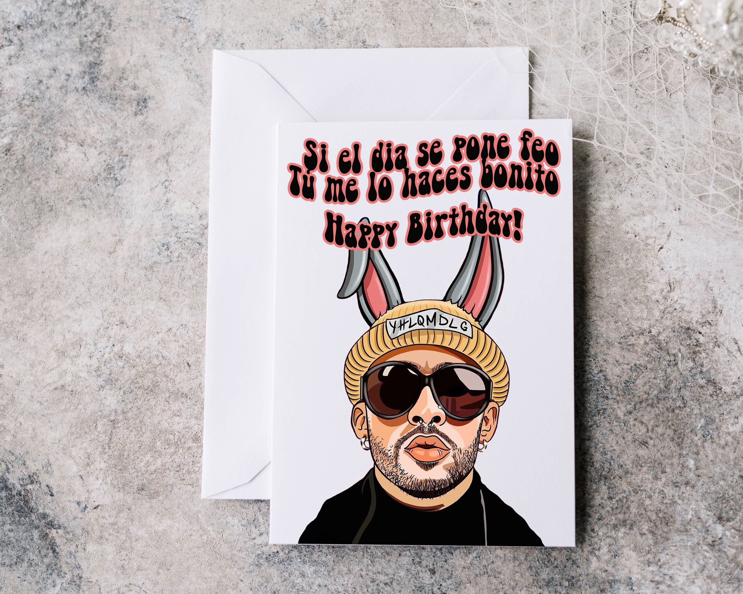 Bad Bunny Birthday Card Digital Download With Envelope - Etsy