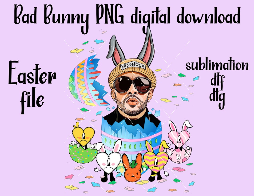 Easter Bad Bunny PNG Sublimation Dtf Dtg Digital Download Image File - Etsy