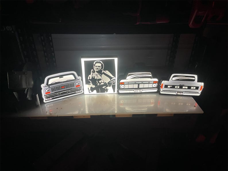 Chevy C10 LED Light Box: Vintage Garage Decor, Man Cave Wall Sign - Etsy
