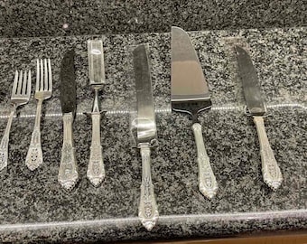 Rose Point by Wallace Sterling Silver Flatware Set for 8 Service 57 ...