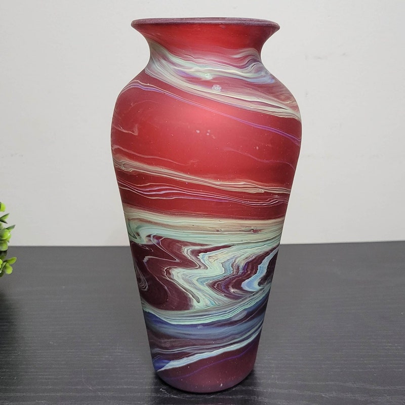Glass Red Fluted Vase - Etsy