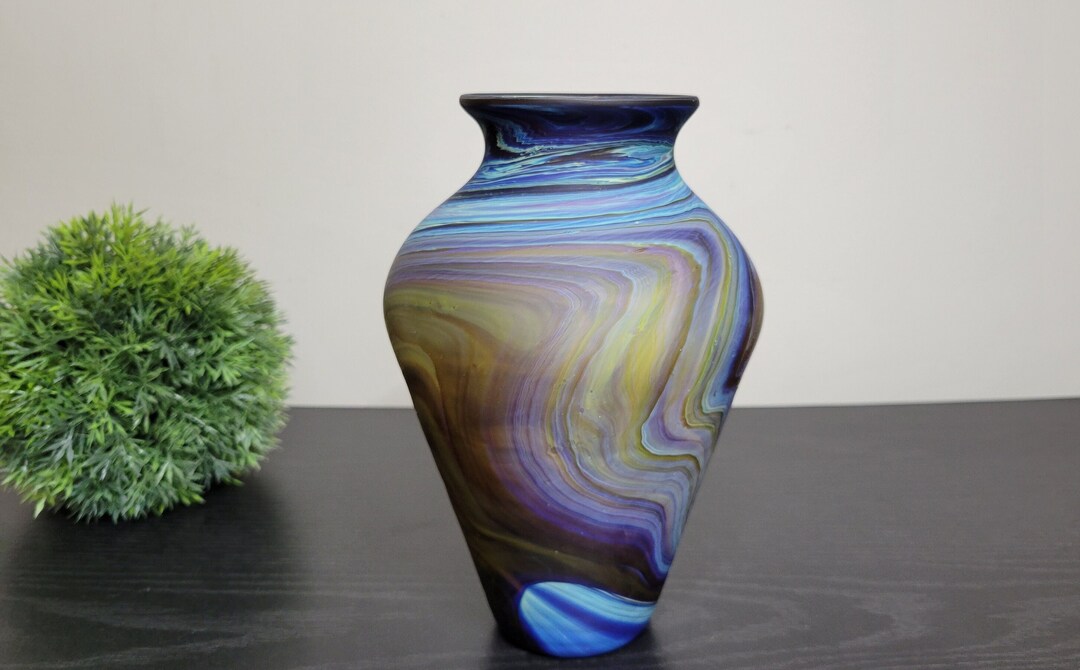 Handblown Phoenician Vase: Recycled Glass Swirl Art - Etsy