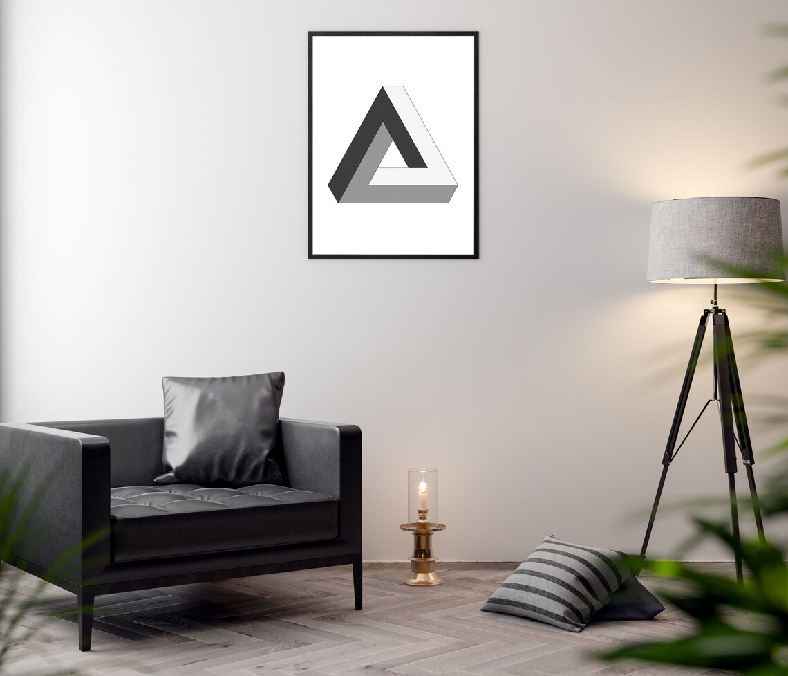 Impossible Triangle Geometric Escher Style Optical Illusion Printable ...