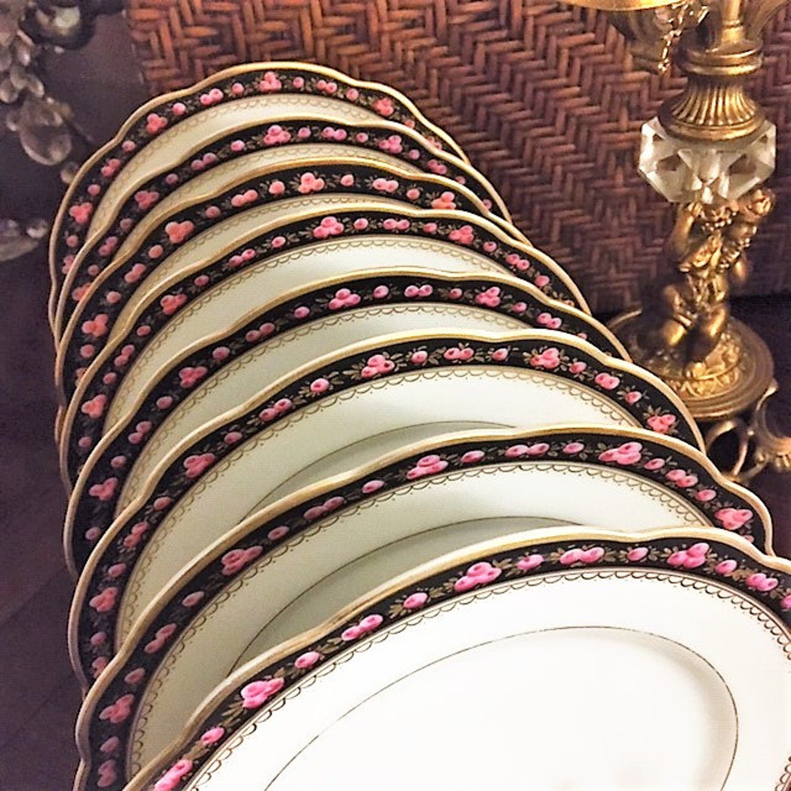 8 Antique Old Paris French Porcelain Dinner Plates Set of 8 | Etsy