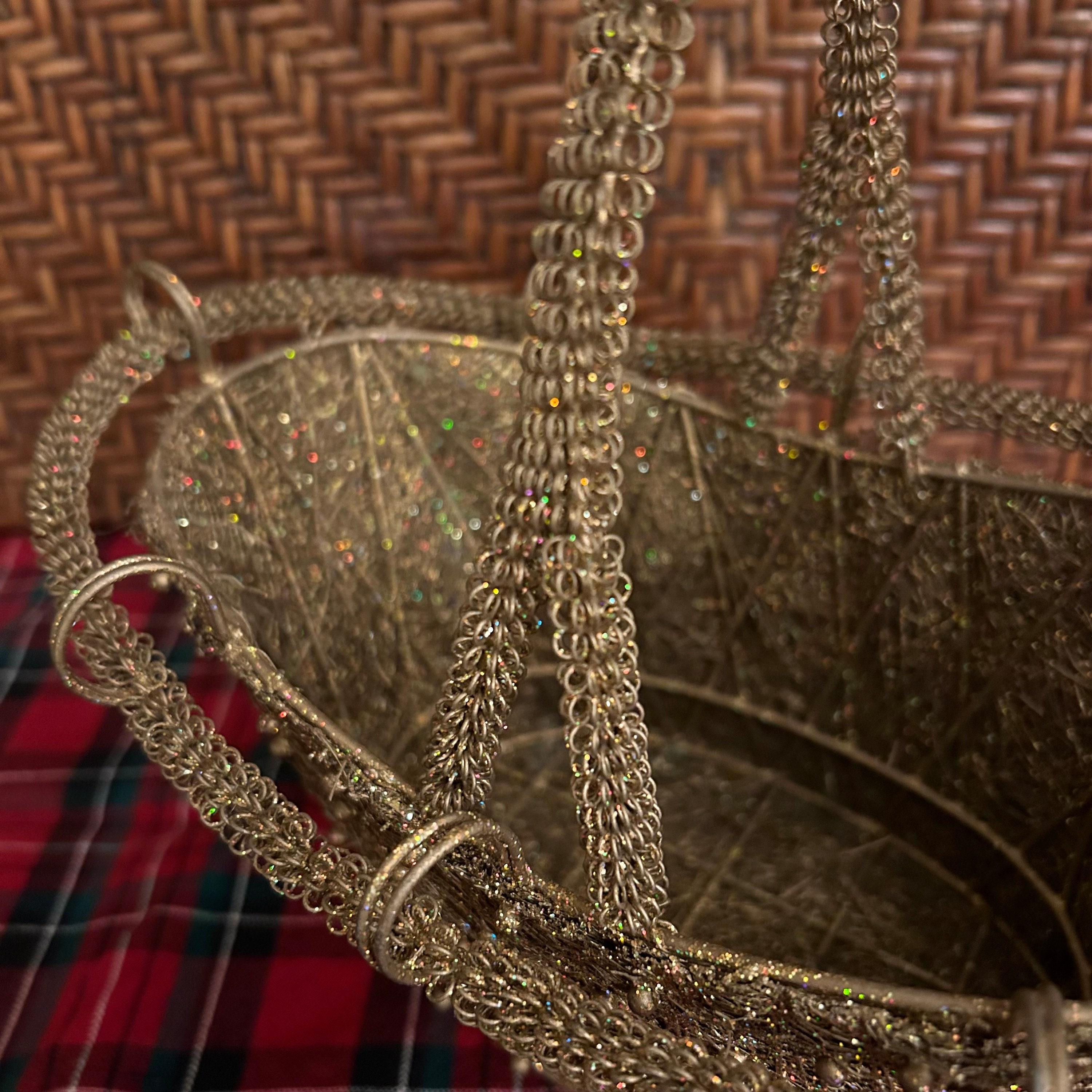 Vintage Gold Basket Wire Mesh Gold Glitter - Etsy