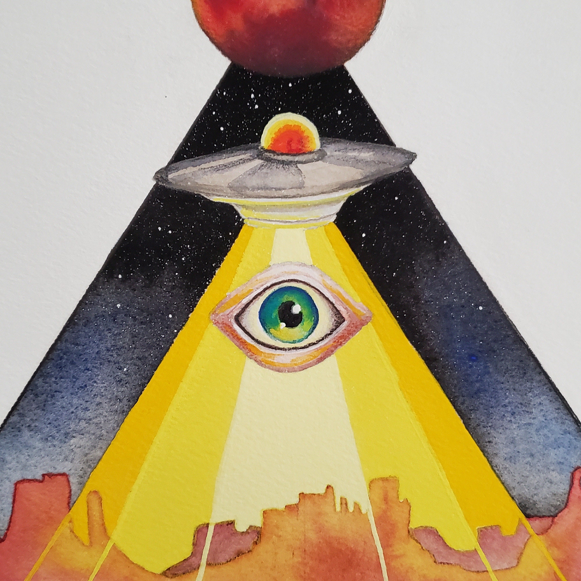 Blood Moon Art Trippy Occult Decor Metaphysical Triad Art | Etsy