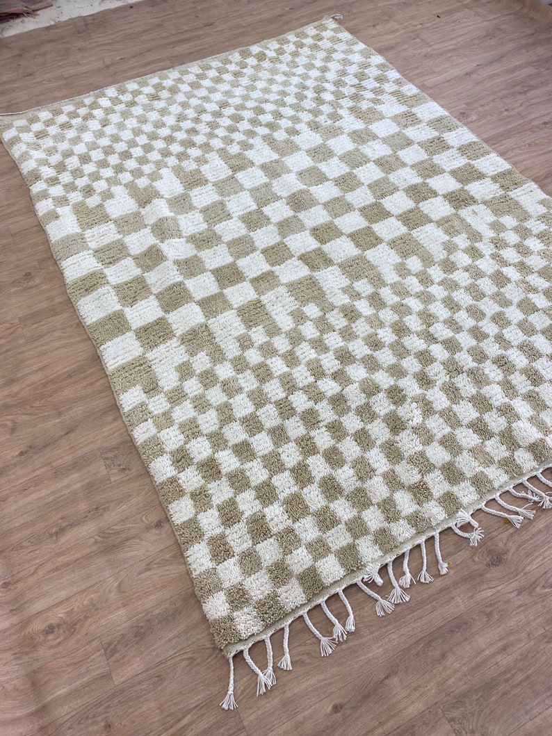 Checkered Beige and White Area Rug. - Etsy