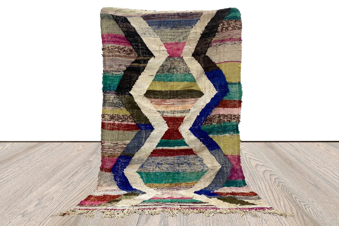 4x8 Ft Bohemian Vintage Area Rug, Moroccan Berber Flatweave Rug. - Etsy