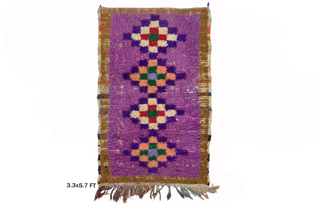 Purple Checkered Area Rug, 3x6 Unique Berber Moroccan Rug. - Etsy Canada