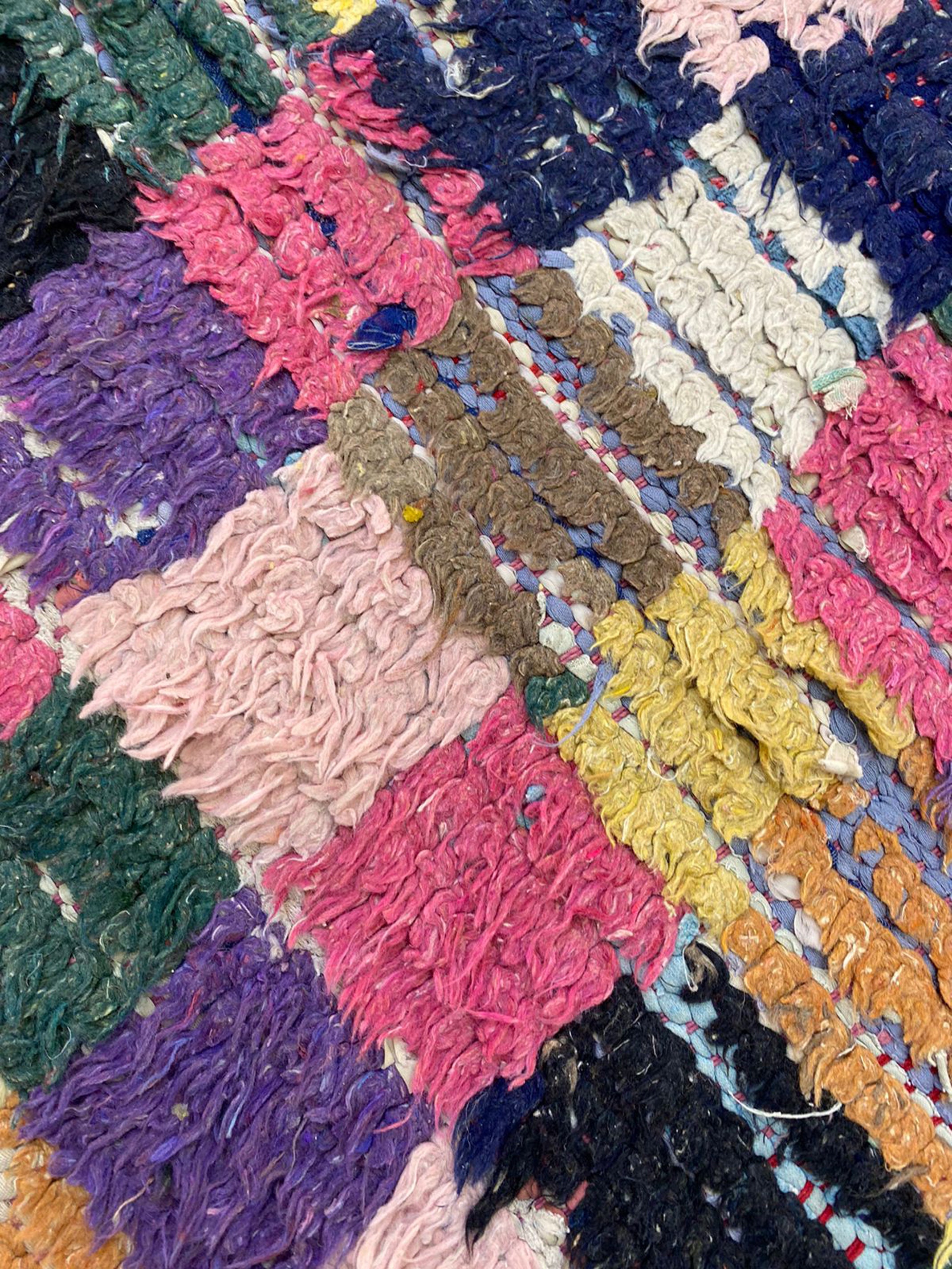 3x6 vintage Moroccan Checkered Area Rug.