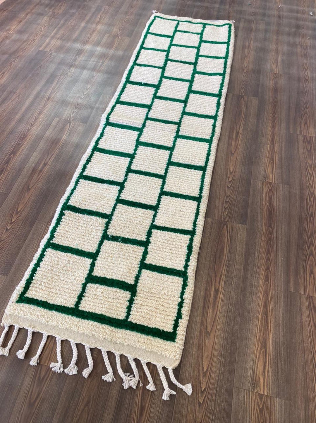 Grid Green and White Moroccan Rug Elegance, Quality, and Abundance - Etsy
