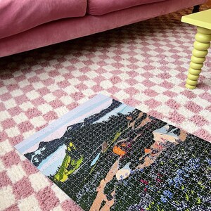 Large Checkered Pink Area Rug Berber Nursery Soft Wool Rug - Etsy Canada