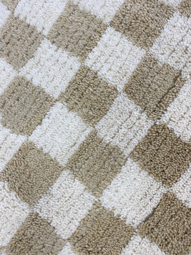 Checkered Beige and White Area Rug. - Etsy