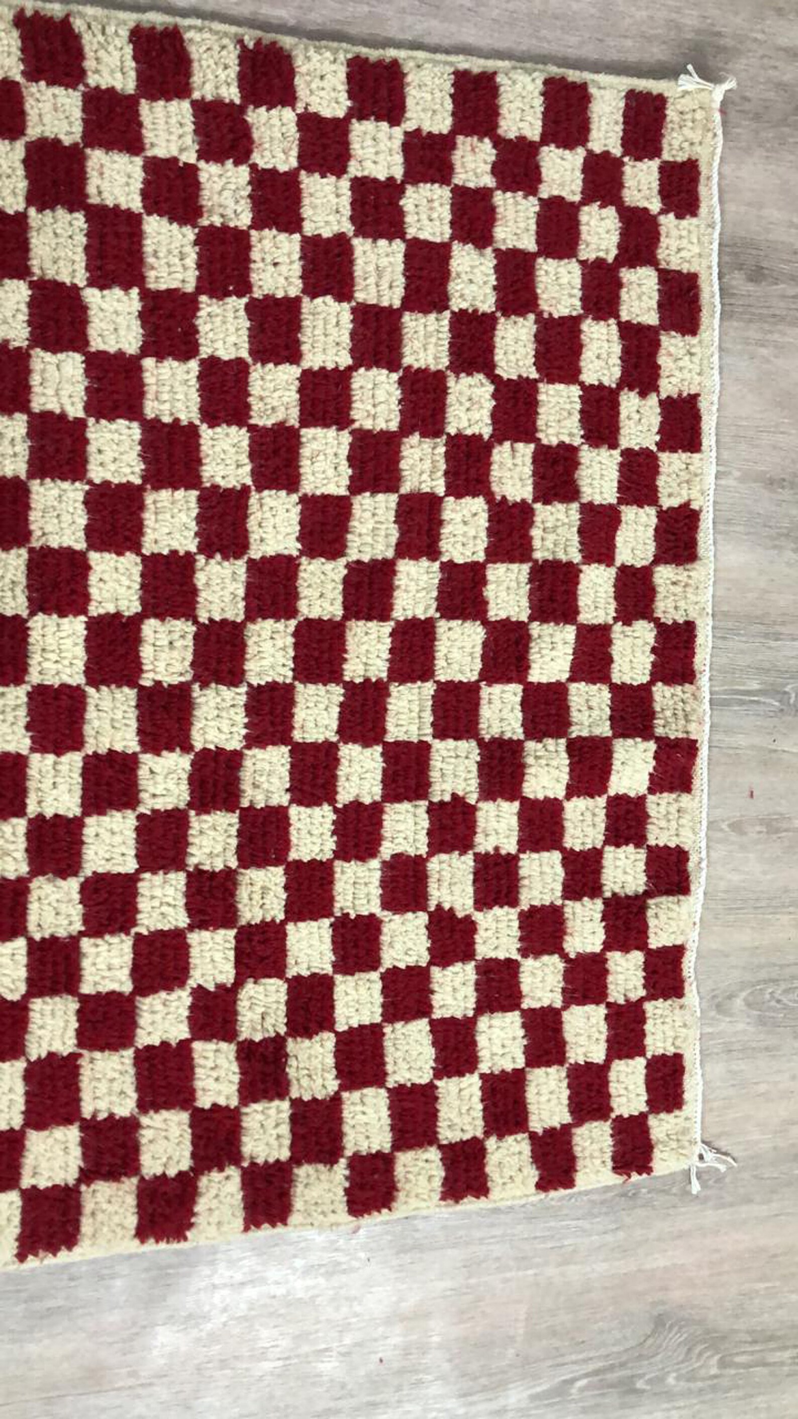 Red and White Checkered Rug Large Moroccan Berber Checker - Etsy UK