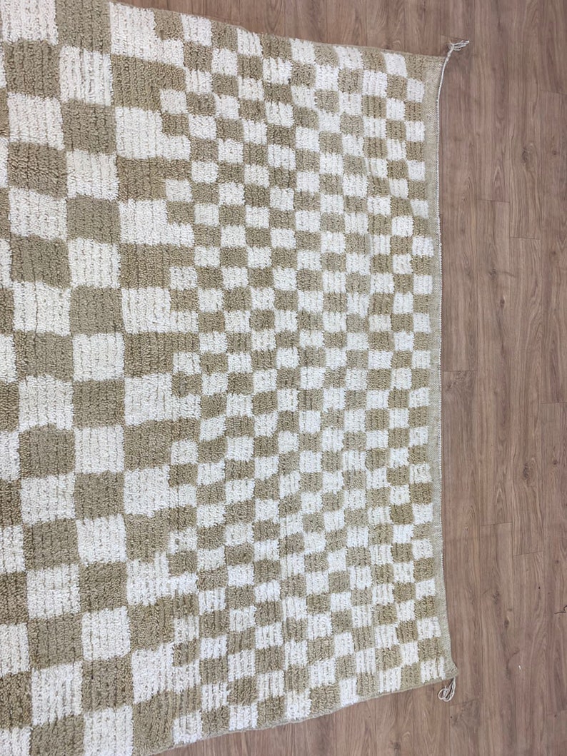 Checkered Beige and White Area Rug. | Etsy