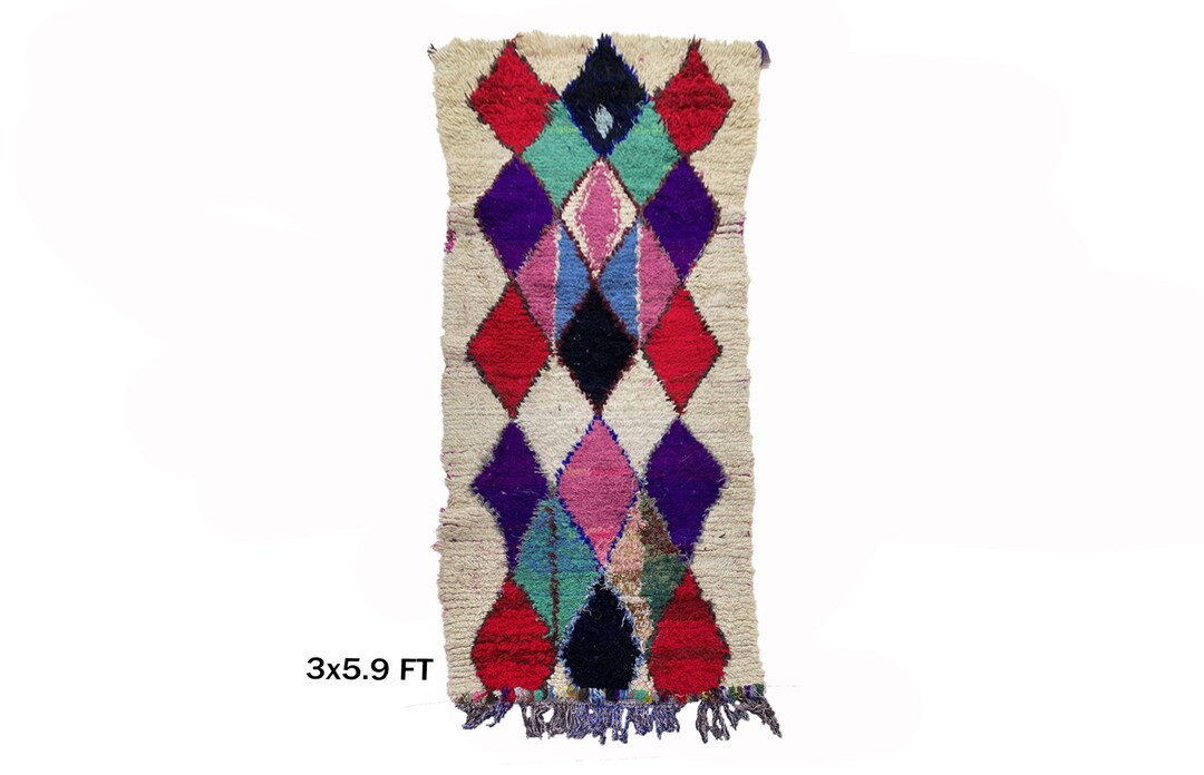 Handwoven Berber Moroccan 3x6 Rug, Colorful Vintage Diamond Rug. - Etsy