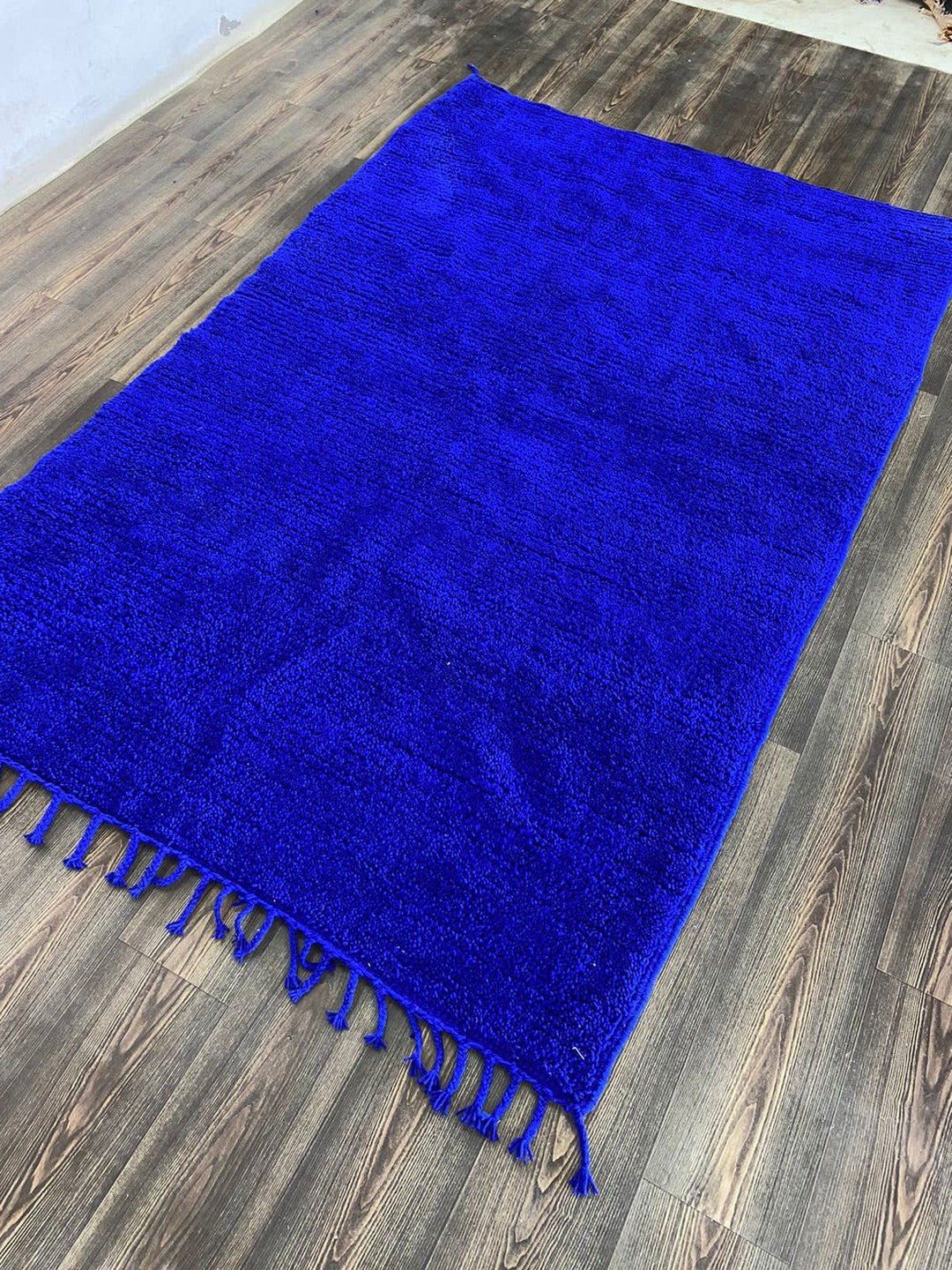 Solid Blue Rug, Moroccan Berber Rug, Custom Wool Area Rug, New Home ...