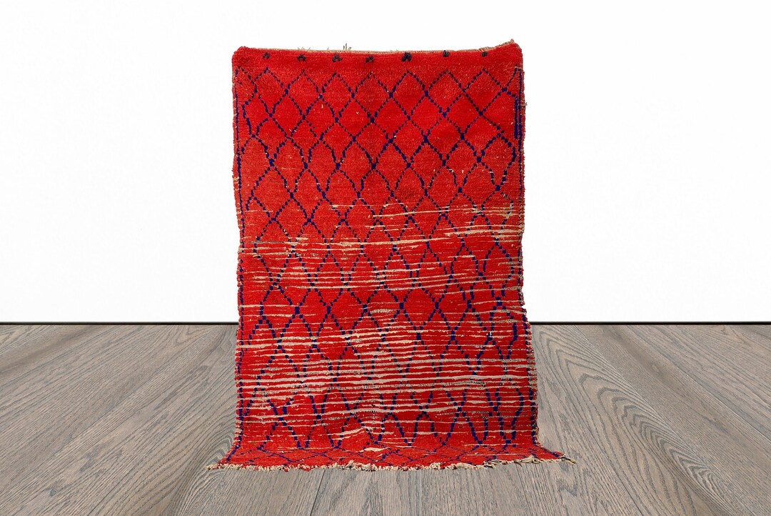 Berber Grid Black and Red 3x7 Rug. - Etsy