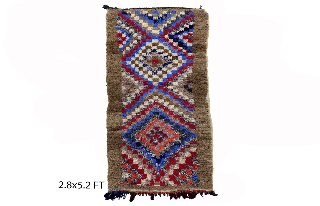 Small Moroccan Checkered 3x5 Rug, Vintage Colorful Area Rugs. - Etsy