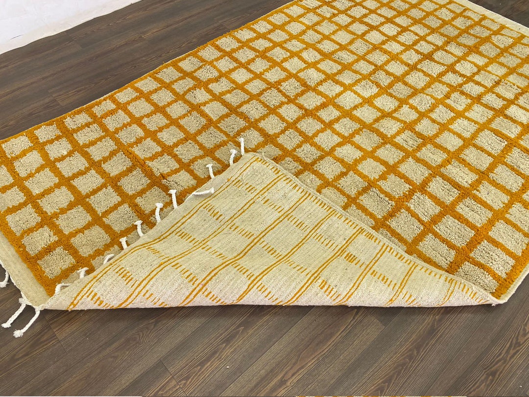 Moroccan Orange and White Grid Area Rug. - Etsy