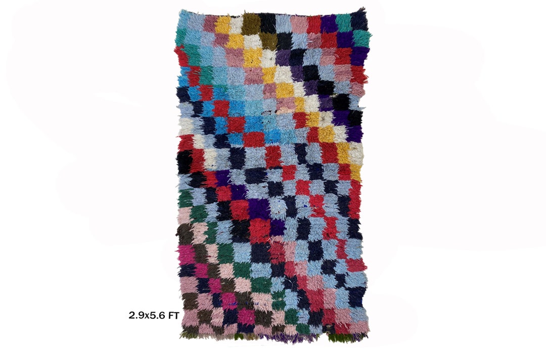 Checkered 3x6 Rug, Colorful Moroccan Area Rug. - Etsy