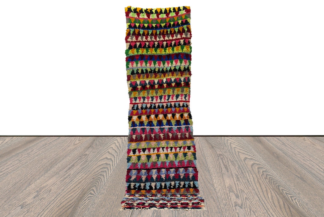 Extra Long Morrocan Narrow Rugs, 3x10 Berber Vintage Diamond Colorful ...