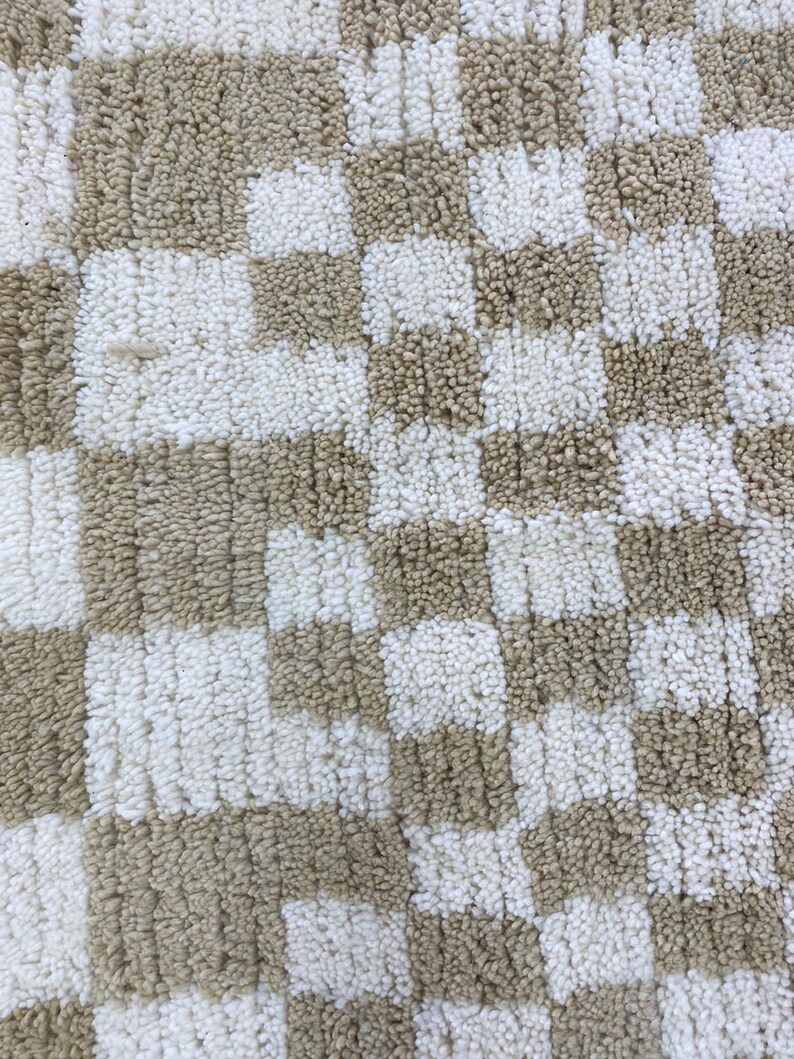 Checkered Beige and White Area Rug. - Etsy