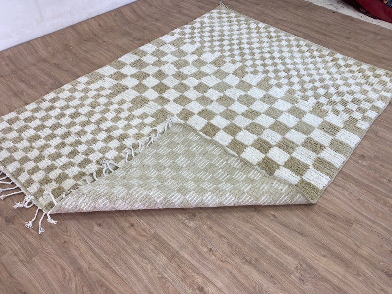 Checkered Beige and White Area Rug. - Etsy