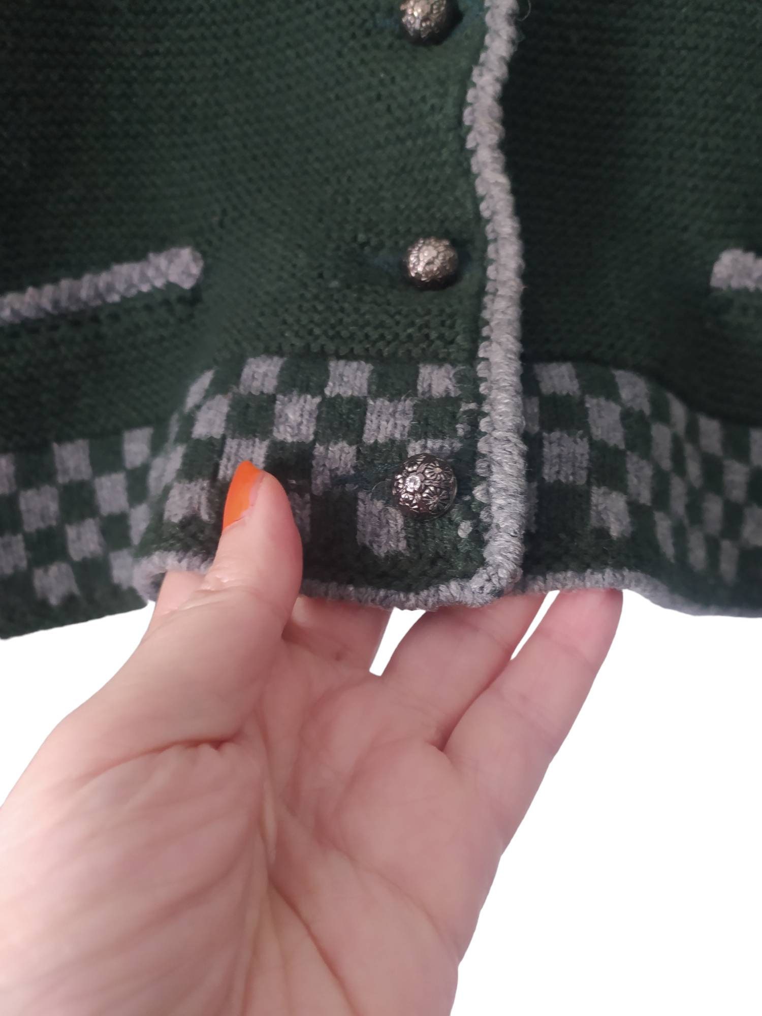 Vintage Austrian Cardigan Green/gray Folk Trachten Sweater - Etsy
