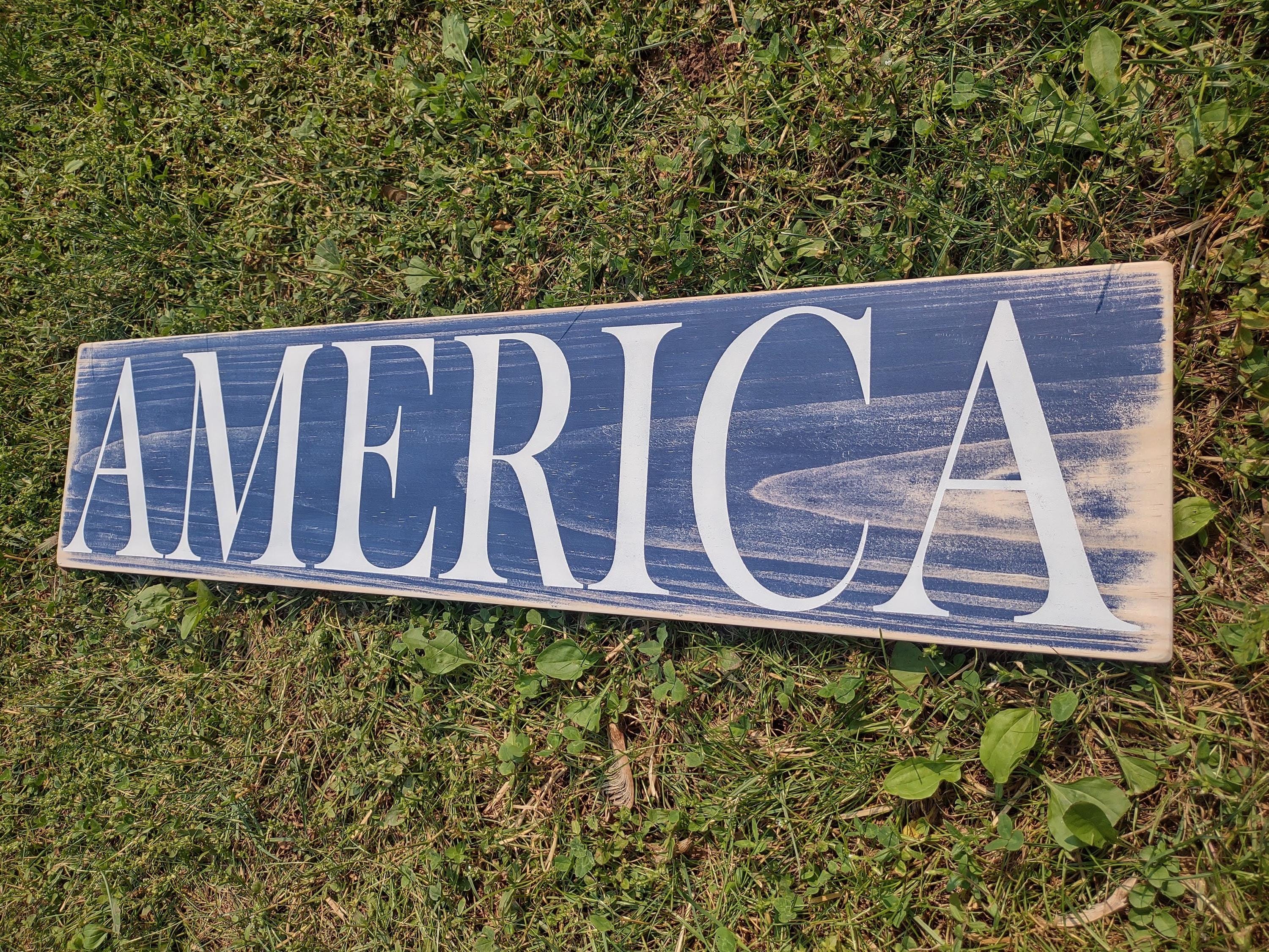 Rustic AMERICA Wood Sign: Patriotic Reclaimed Wood Decor - Etsy