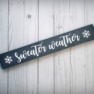 Sweater Weather Wooden Shelf Sitter Sign: Rustic Winter Decor - Etsy